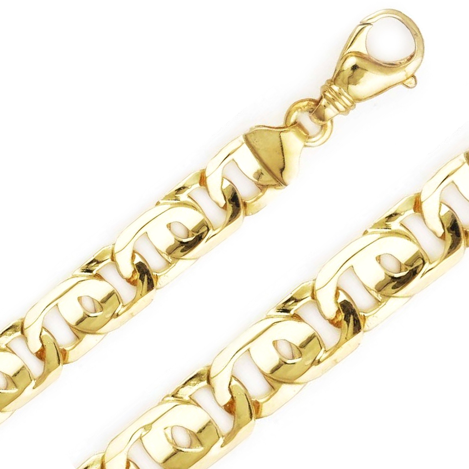 14k Yellow Gold 13mm Hand Made Tiger Eye Chain 24 Inches | Sarraf.com