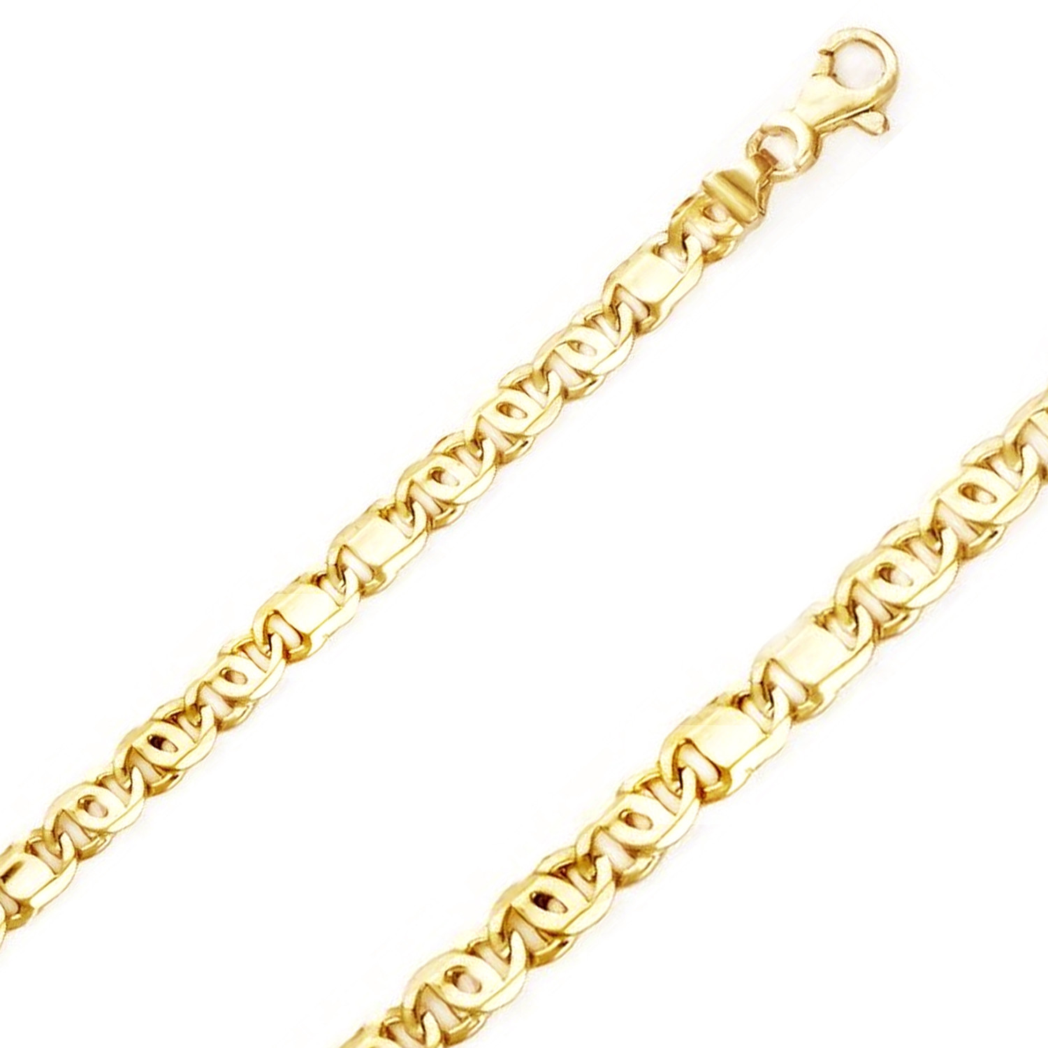 14k Yellow Gold 4.6mm Hand Made Tiger Eye Chain 20 Inches | Sarraf.com
