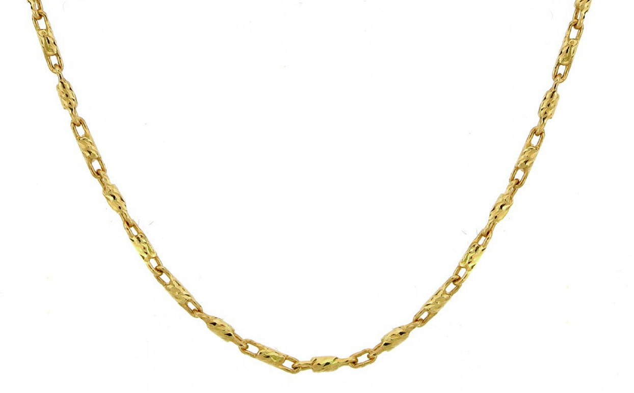 14k Gold Diamond Cut Bar Chain Necklace 1.5mm 30 Inches | Sarraf.com