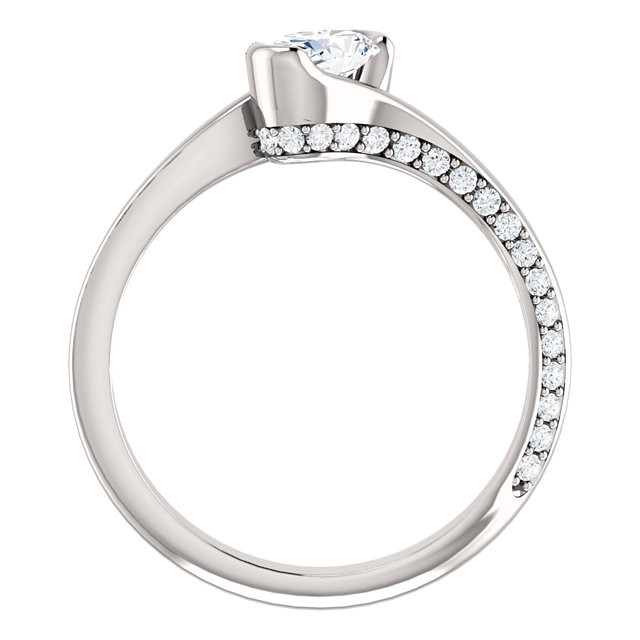 18k White gold Swirl Bezel 1/2 Carat Oval Diamond Solitaire Engagement ...