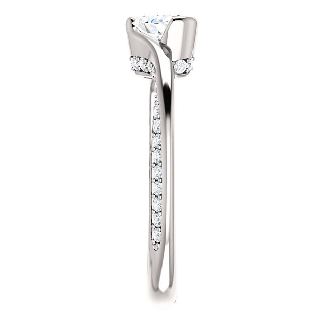 18k White gold Swirl Bezel 1/2 Carat Oval Diamond Solitaire Engagement ...