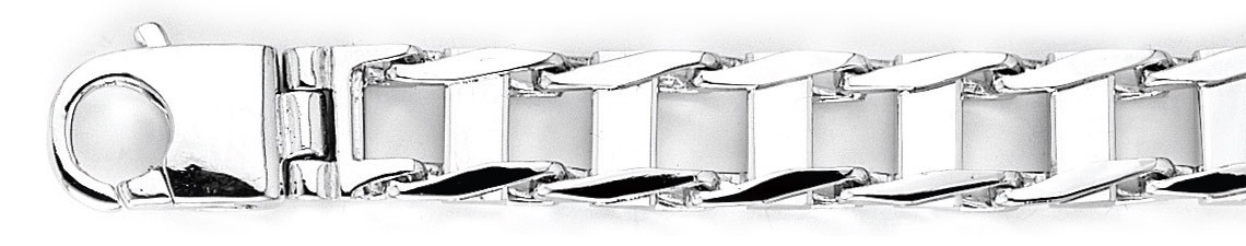 14k White Gold 12mm Hand Made Railroad Chain Necklace 20 Inches ...