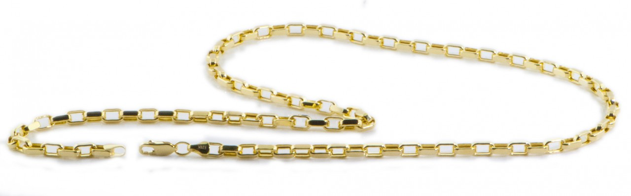 14K Yellow Gold 3.5mm Open Box Chain 20 Inches | Sarraf.com