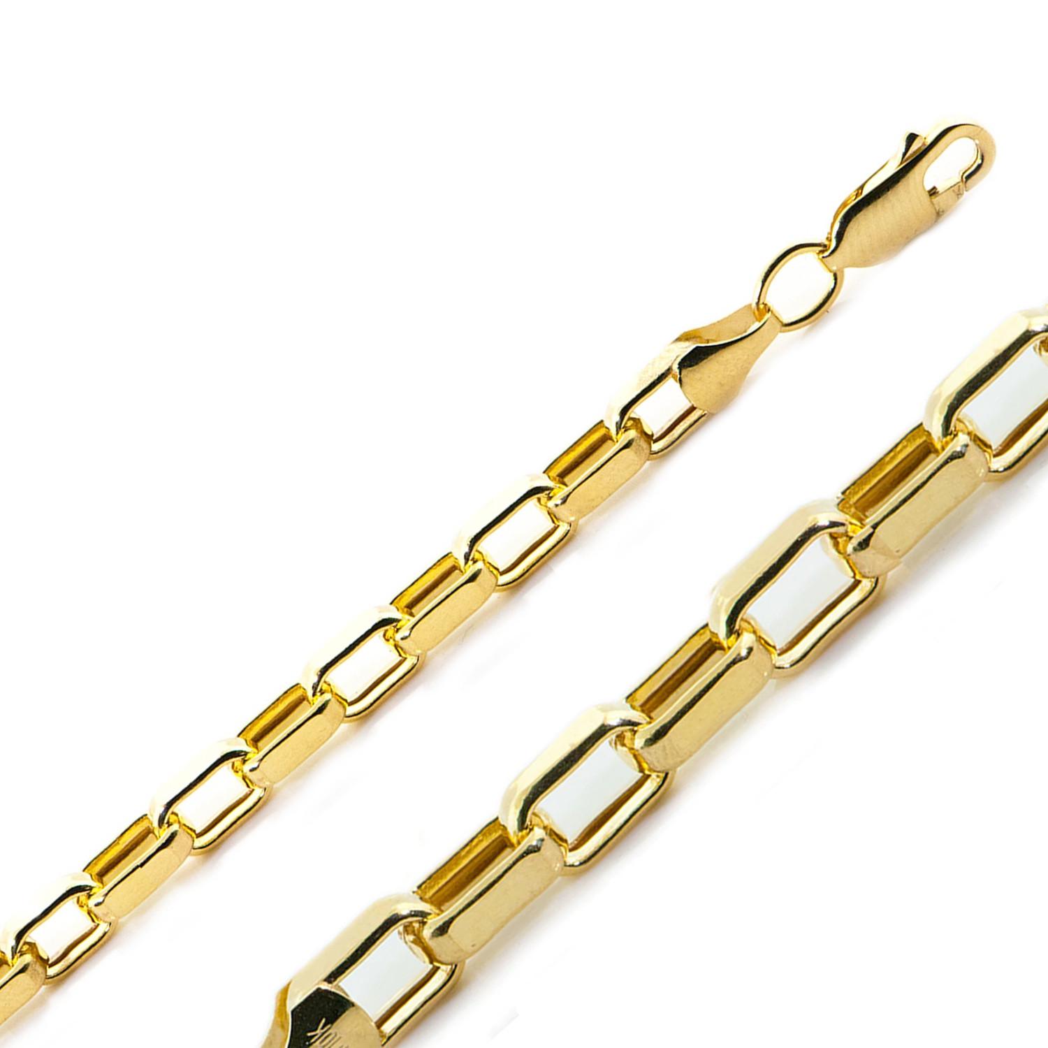 14K Yellow Gold 3.5mm Open Box Chain 22 Inches | Sarraf.com