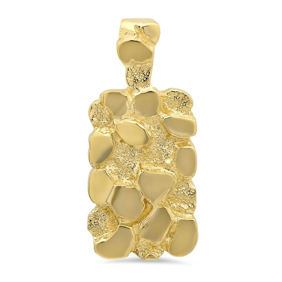 14k Yellow gold Rectangle Nugget Pendant 12mm X 19mm | Sarraf.com