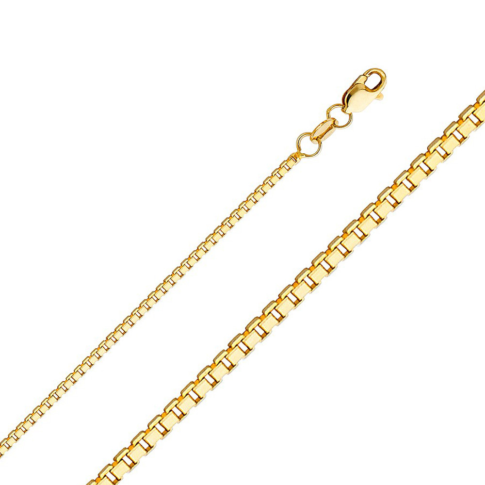 18K Yellow Gold 1.3mm Box Chain 30 Inches | Sarraf.com
