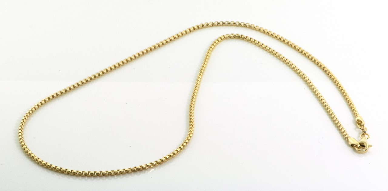 10k Yellow Gold 2mm Round Box Chain Necklace 20 Inches | Sarraf.com