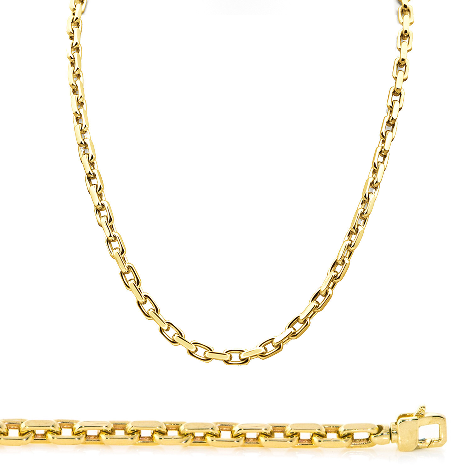 14K Yellow Gold 4mm Handcrafted Rolo Chain Necklace 16 Inches | Sarraf.com