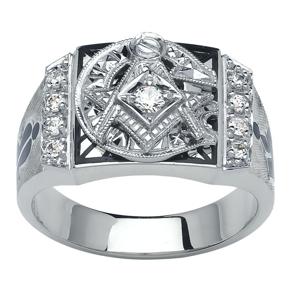 14k Gold Diamond Masonic Blue Lodge Ring .25 Ctw | Sarraf.com