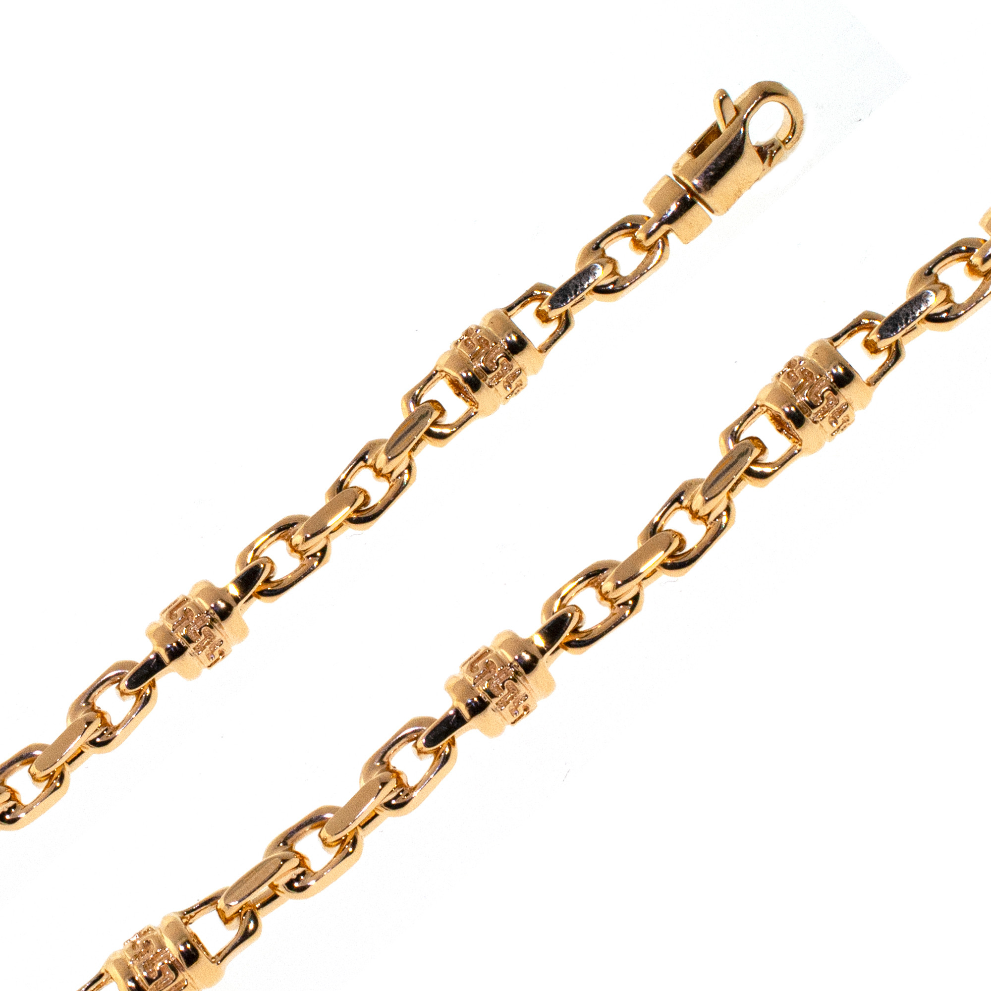 18k Gold 5.9mm Fancy Hand Made Chain 22 Inches | Sarraf.com