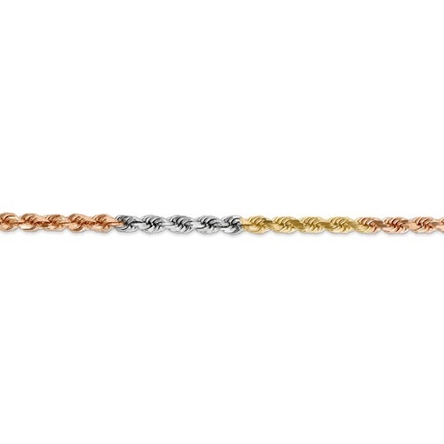 14k Gold 4mm Tri-color Rope Chain 22 Inches | Sarraf.com