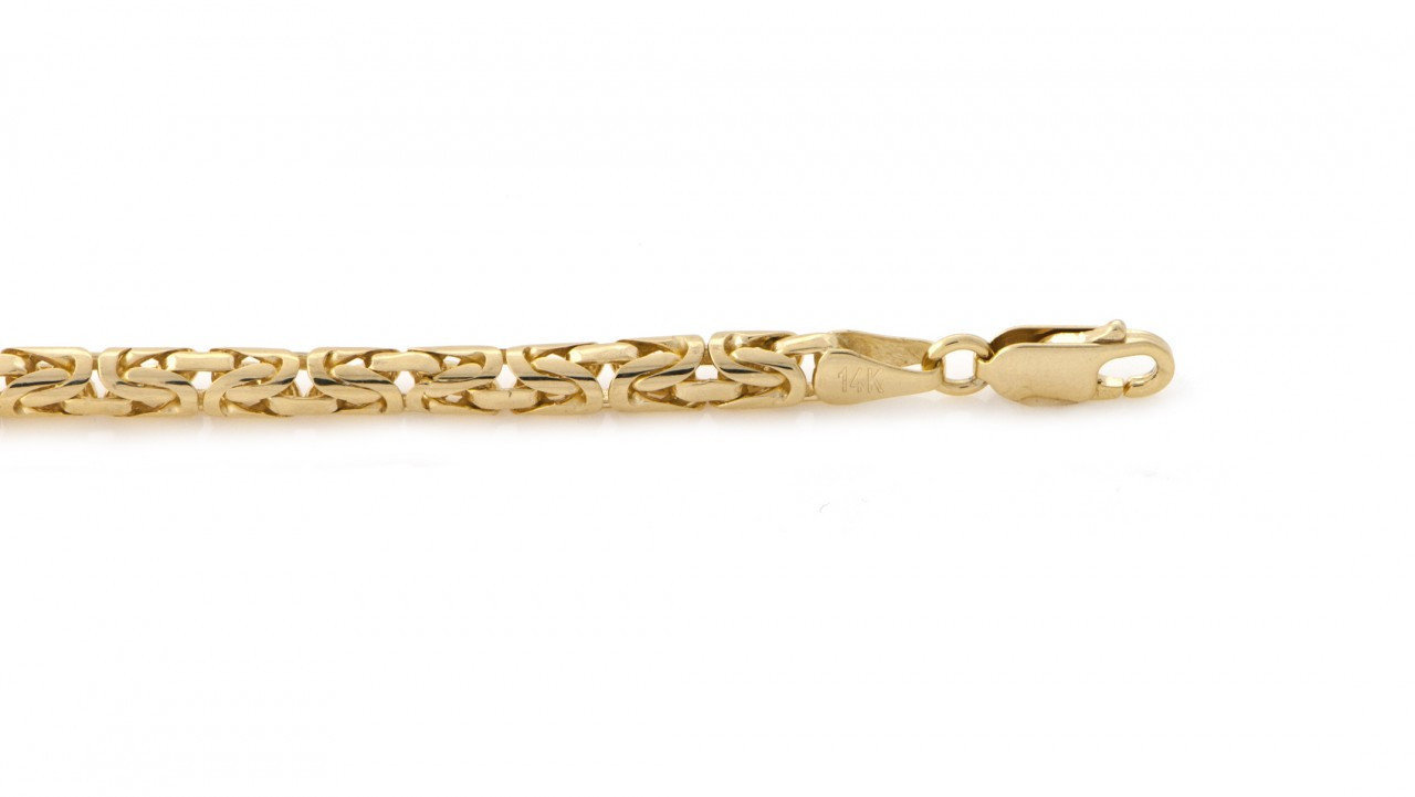 14k Yellow Gold 4.0mm Round Byzantine Chain Necklace 30 Inches | Sarraf.com