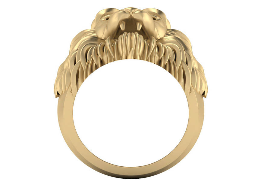 14k Gold Men's Lion Ring 28.0mm | Sarraf.com