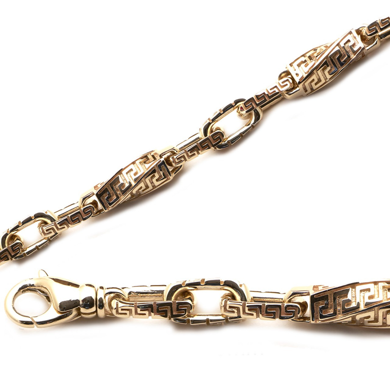 14k Yellow Gold Handmade Greek Key Gold Chain 9mm Wide 32 Inches ...