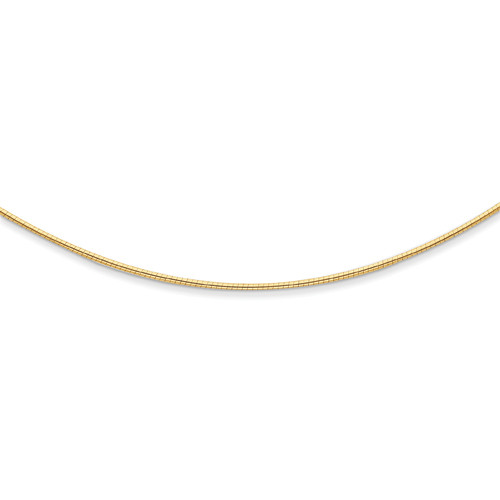 18k Gold 1.5mm Round Omega Necklace 20 Inches | Sarraf.com