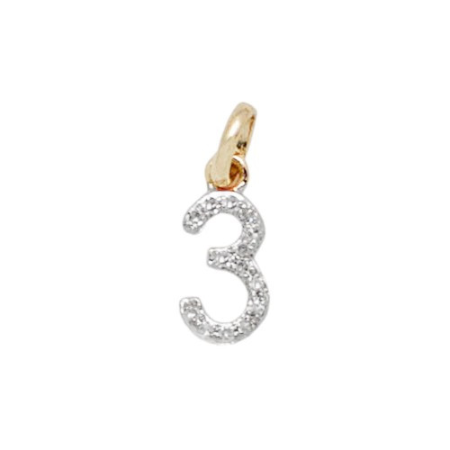14k Yellow Gold 8mm Diamond Number 1 Pendant | Sarraf.com