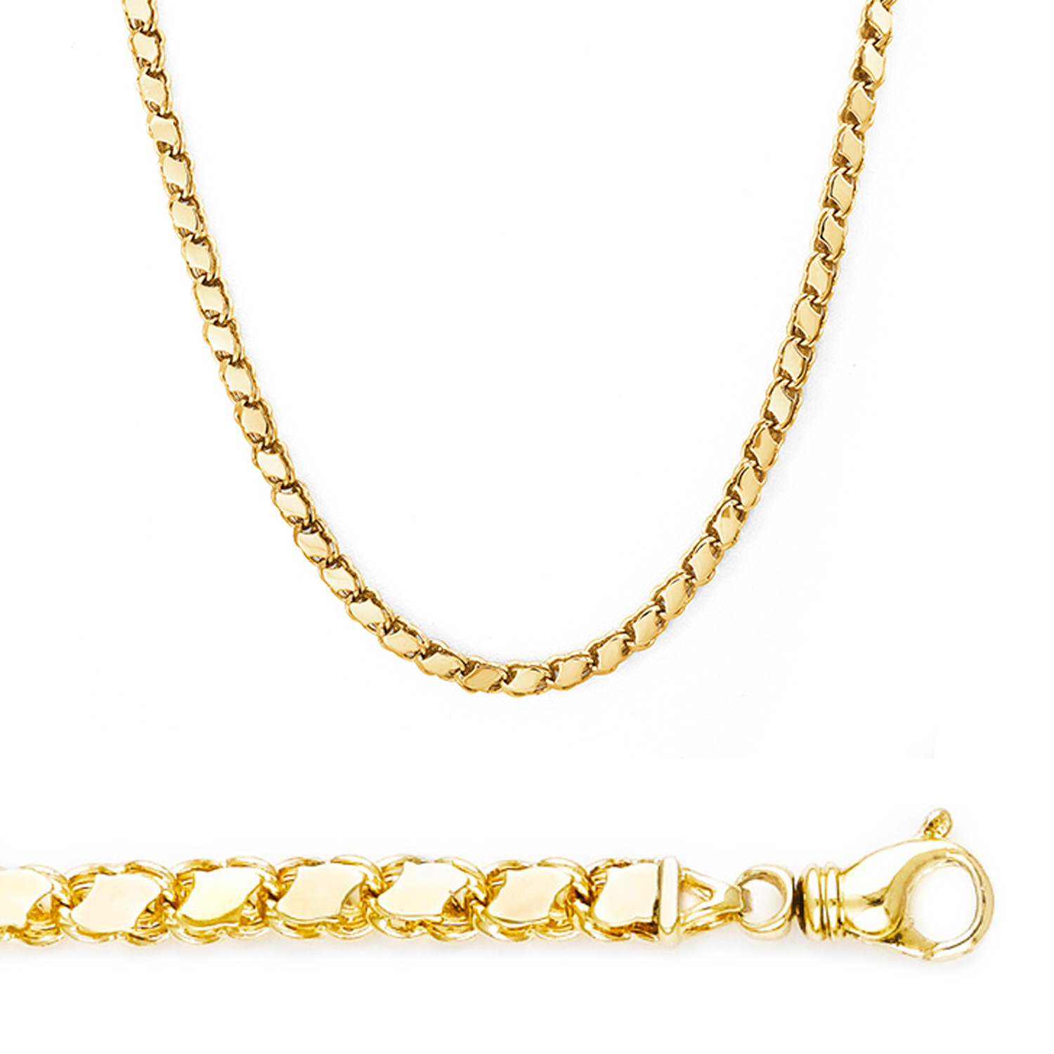 14K Yellow Gold Handmade Cordon Chain 5.3mm wide 24 Inches | Sarraf.com