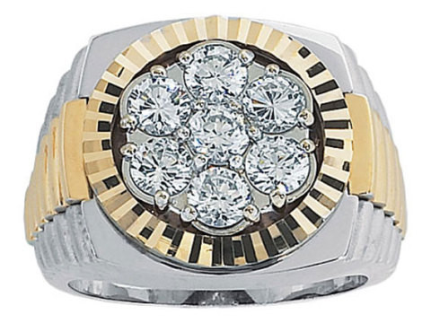 18k Yellow Gold Mens President Jubilee Cluster Diamond Ring 2.00 Ctw ...
