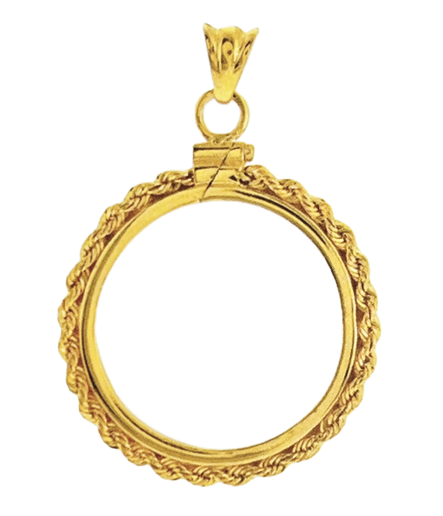 14k Gold 1oz Buffalo Screw Top Rope Bezel | Sarraf.com