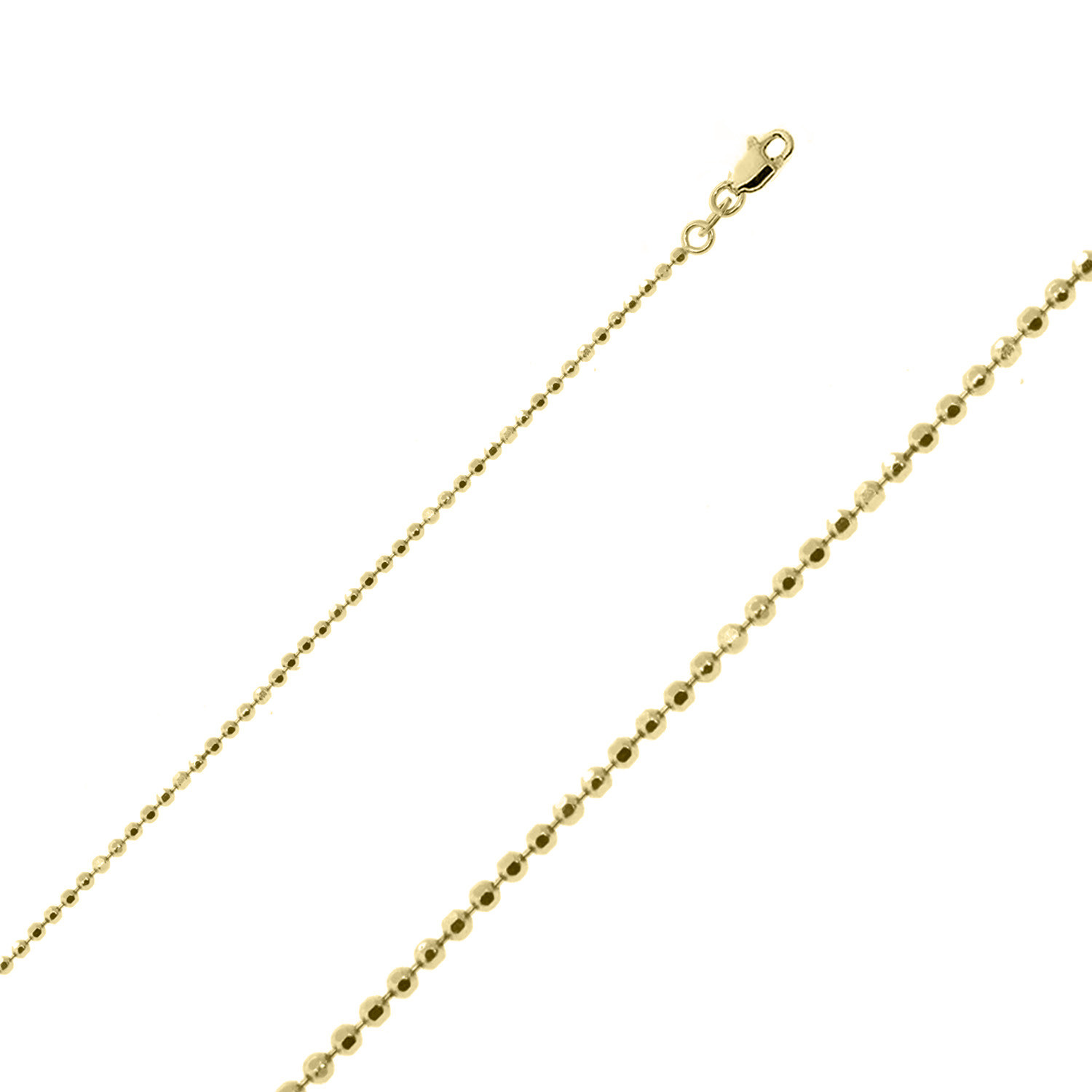 14K Yellow Gold 1.2mm Diamond Cut Ball Chain 20 Inches | Sarraf.com