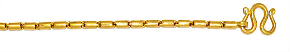 24k Yellow Gold 3.2mm Handmade Baht Link Bracelet 9 Inches | Sarraf.com