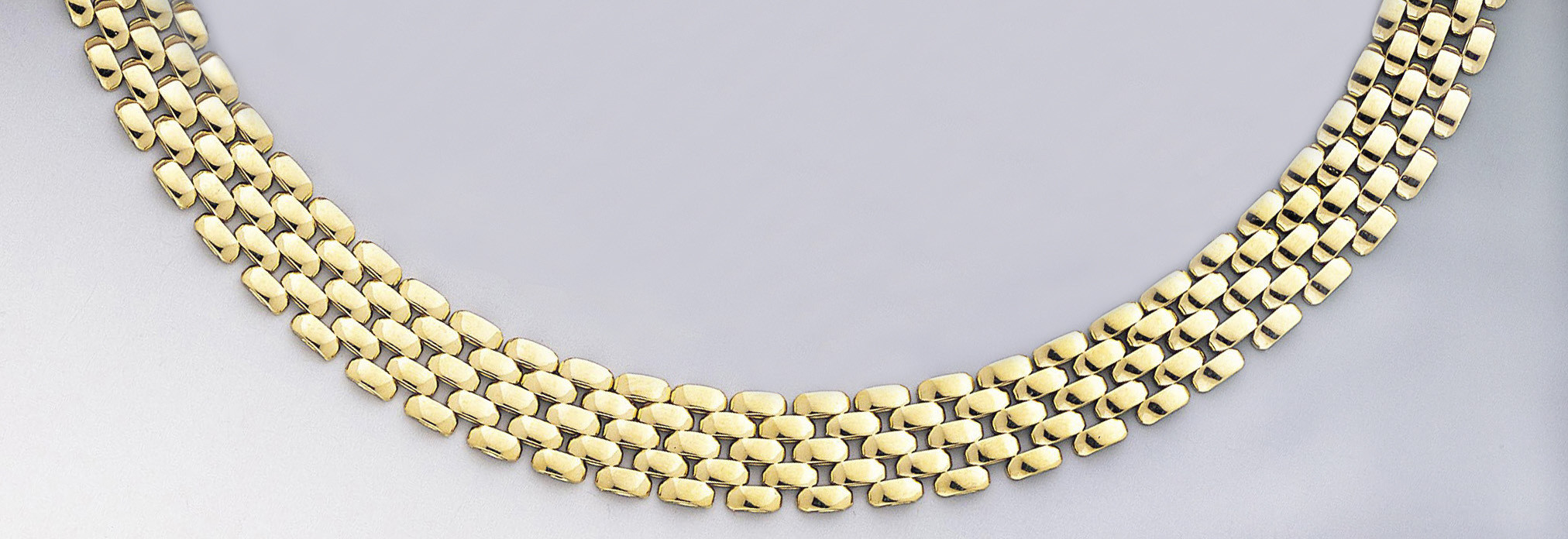 14k Yellow Gold 5 Row 12mm Panther Necklace 17 Inches| Sarraf.com