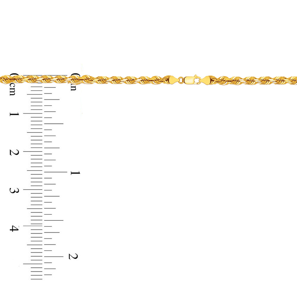 14k Gold 2mm Italian Diamond Cut Rope Bracelet 8 Inches | Sarraf.com