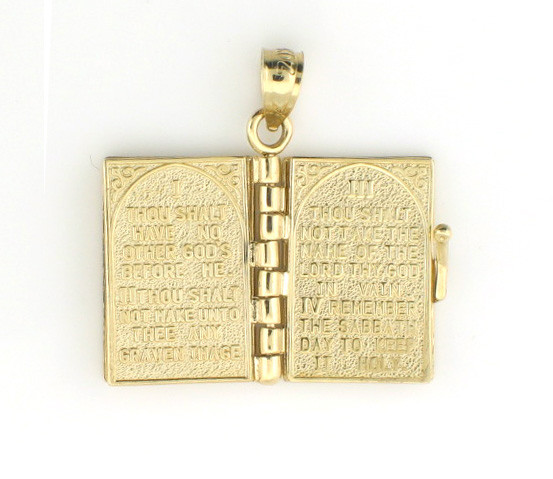 14k Gold Hebrew Ten Commandments Bible Charm| Sarraf.com