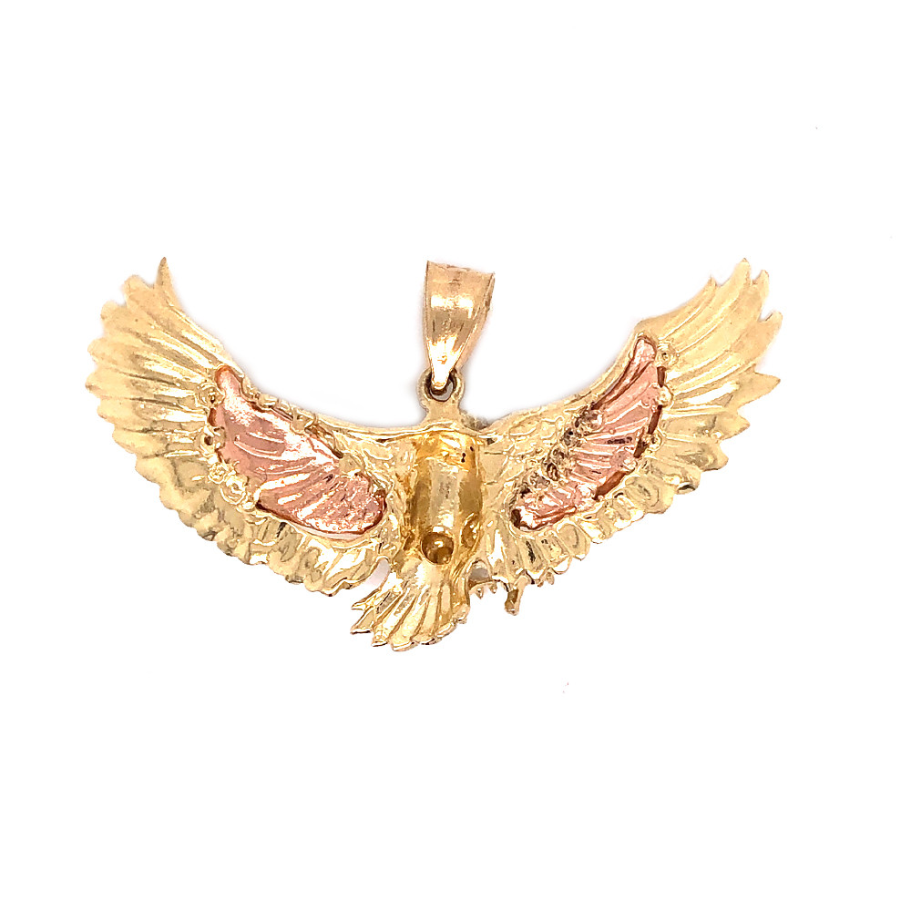 14k Gold Eagle Pendant 41mm Wide| Sarraf.com
