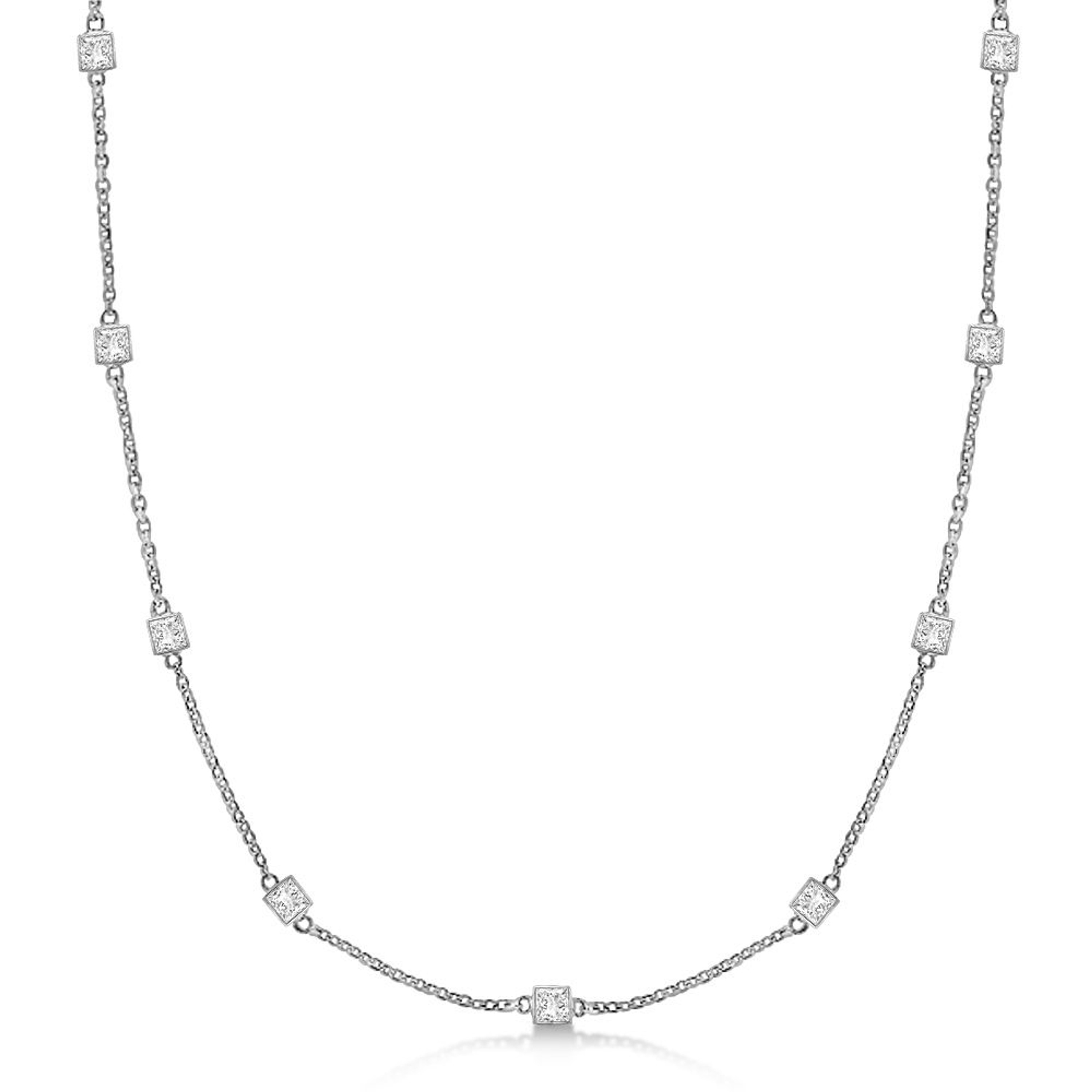 14 Yellow Gold Princess Diamonds by The Yard Station Necklace 2.5 ctw Sarraf