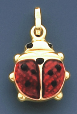 14K Yellow Gold Enamel Ladybug Charm | Sarraf.com