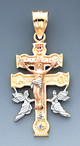 14k Gold Two-tone Fancy Cara Vaca Crucifix Pendant 40mm Hight | Sarraf.com