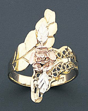 14k Gold 26mm Ladies Tri-color Flower Ring| Sarraf.com