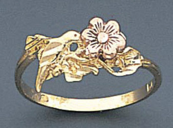 14k Gold 9mm Ladies Tri-color Flower Ring| Sarraf.com