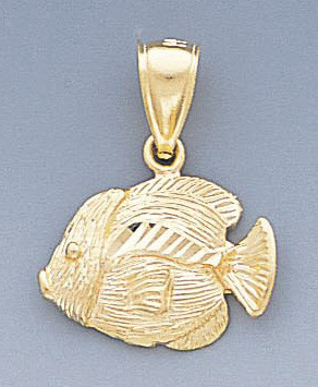 14k Gold Diamond Cut Fish Pendant 17mm W X 23mm H Incl | Sarraf.com