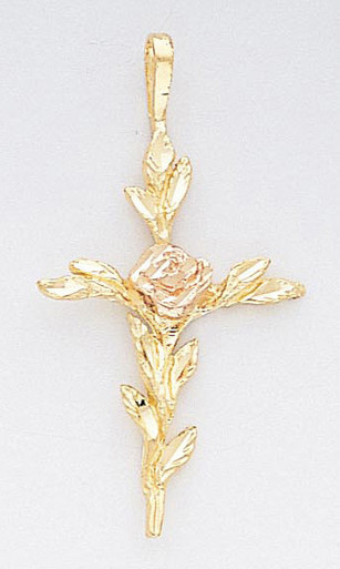 14k Gold Tri-color Cross Pendant 21mm W X 40mm H Inclu| Sarraf.com