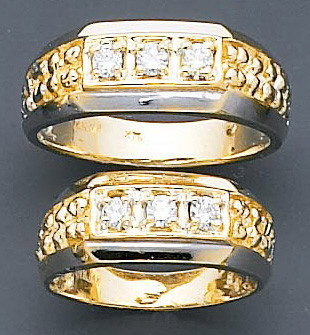 14k Gold Men's and Lady's 0.60Ct Diamond Wedding Band Set| Sarraf.com
