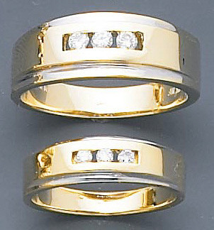 14k Gold Men's and Lady's 0.37Ct Diamond Wedding Band Set| Sarraf.com