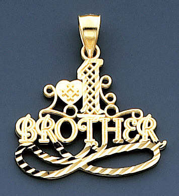 14k Yellow Gold 24mm #1 Brother Charm | Sarraf.com