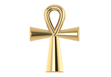 14k Yellow Gold Petit 15mm x 10mm High Polished Ankh Cross Pendant ...