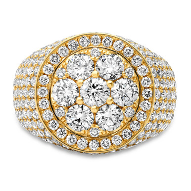 14K Yellow Gold Men's Diamond Cluster Ring 7.99 ctw 19mm | SARRAF.COM