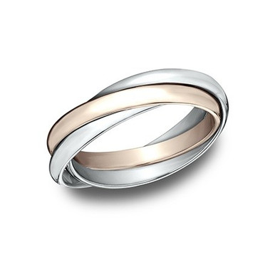 14K Two Color Gold 3 ring Rolling Ring 2.5mm| Sarraf.com
