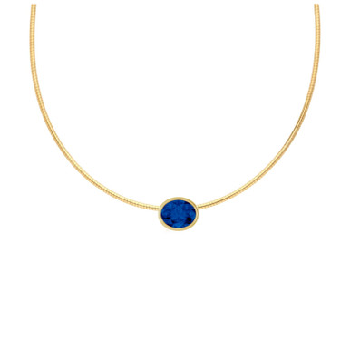 14K Yellow Gold Oval Lab Sapphire Slide Necklace – 2.00 CTW | SARRAF.COM