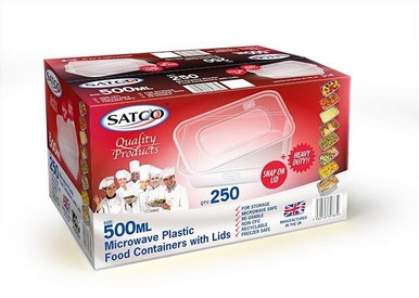 SATCO MICROWAVE FOOD CONTAINERS WITH LIDS 500ML