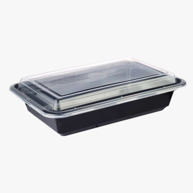 32oz Large Microwaveable Food Containers – Black Base & Clear Lids ...