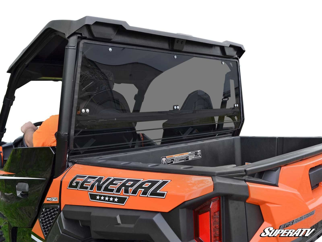 Polaris General Tinted Rear Windshield With Vent | UTV Direct