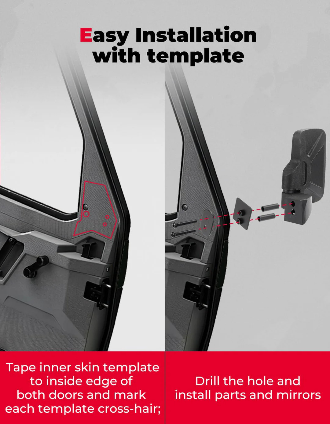 Polaris Ranger Hard Door Mounted Side View Mirrors Set | UTV Direct