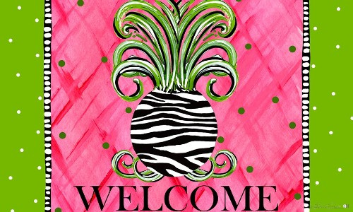 Modern Zebra Stripe Hot Pink Pineapple Welcome Floor Mat Rug - Mary B ...