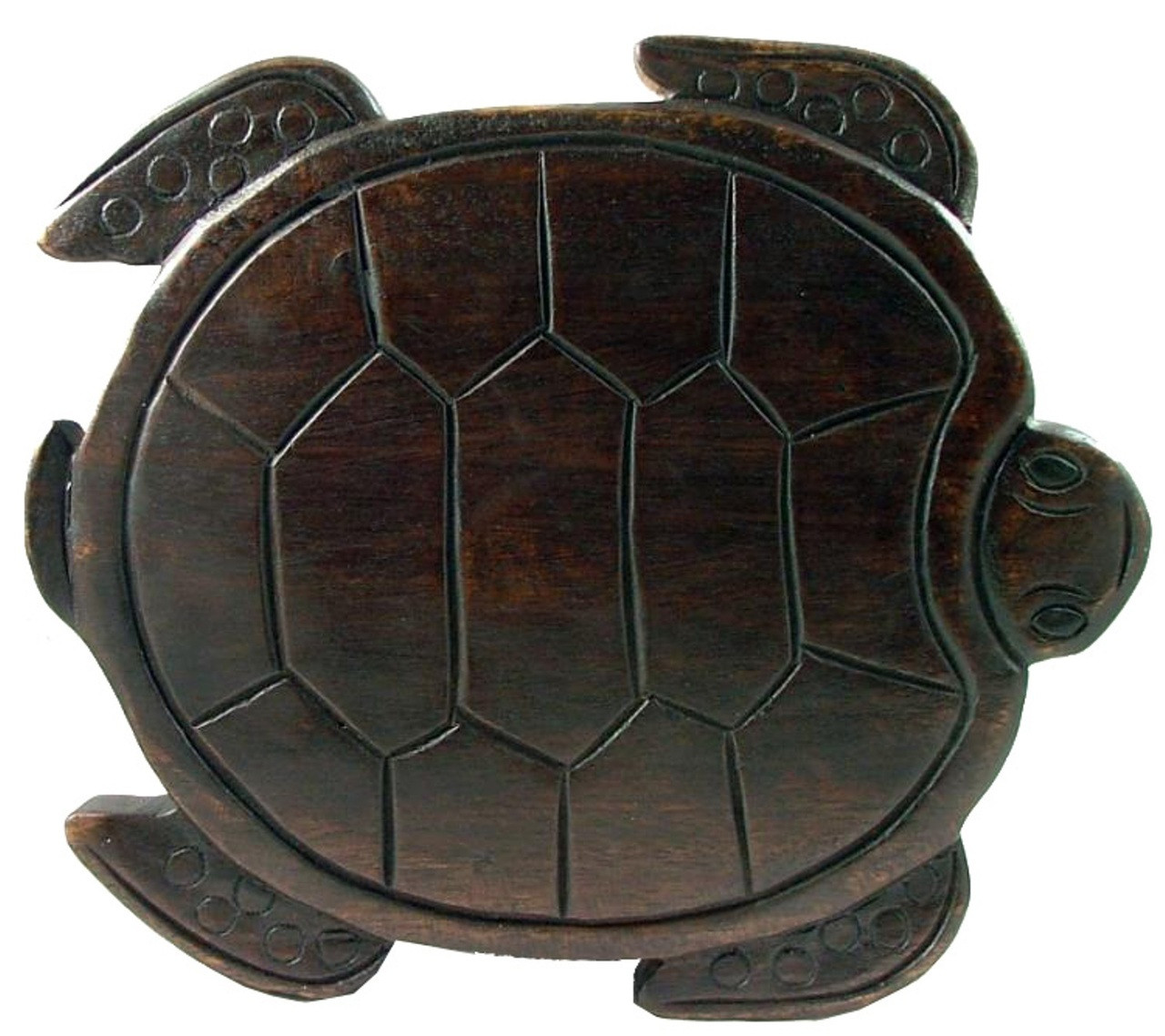 Coastal Sea Turtle Child Bath Dark Brown Carved Wood Kitchen Bath Step ...