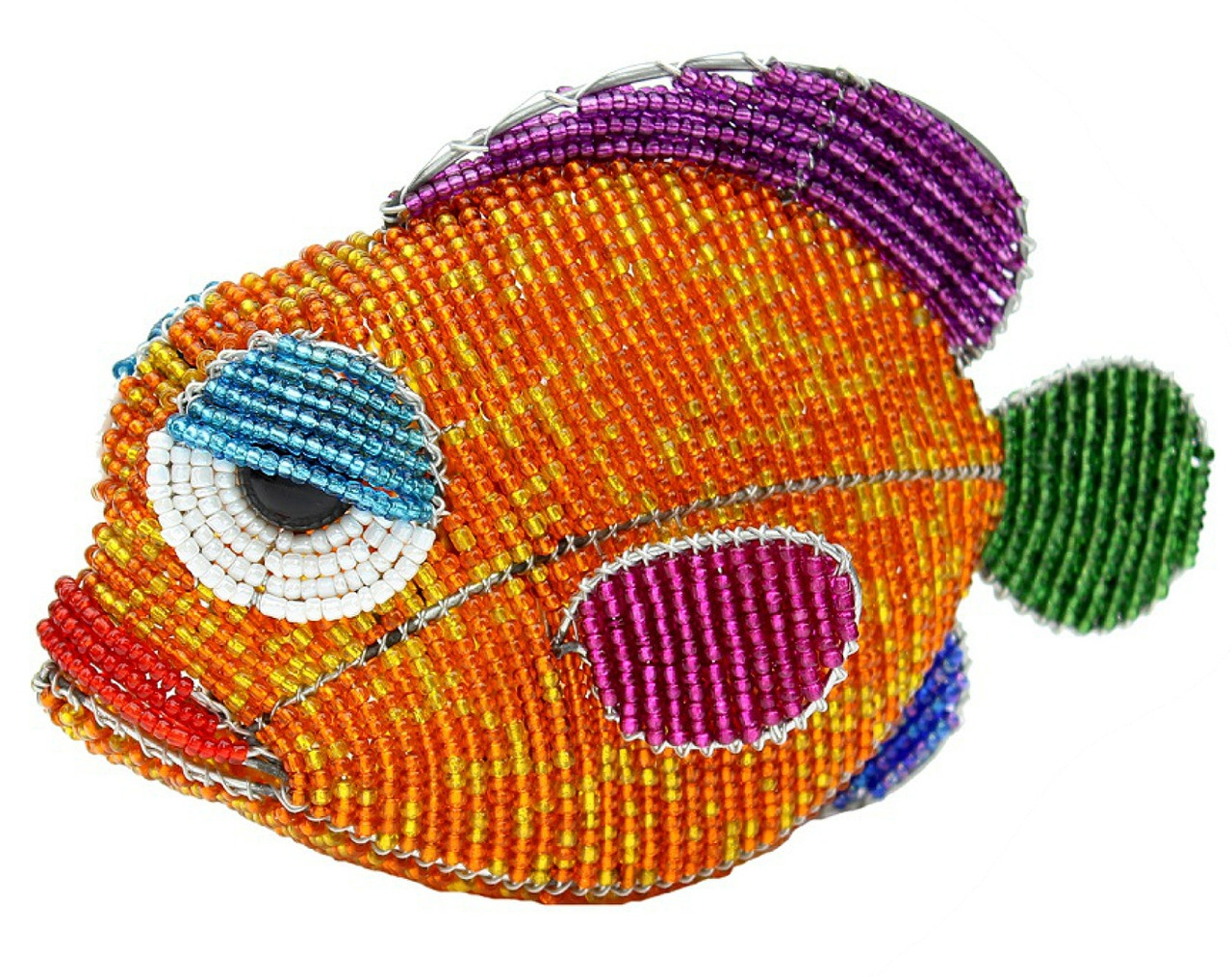 Tropical Ocean Orange Torpid Fish Glass Beaded Wire Sculpture - Mary B ...
